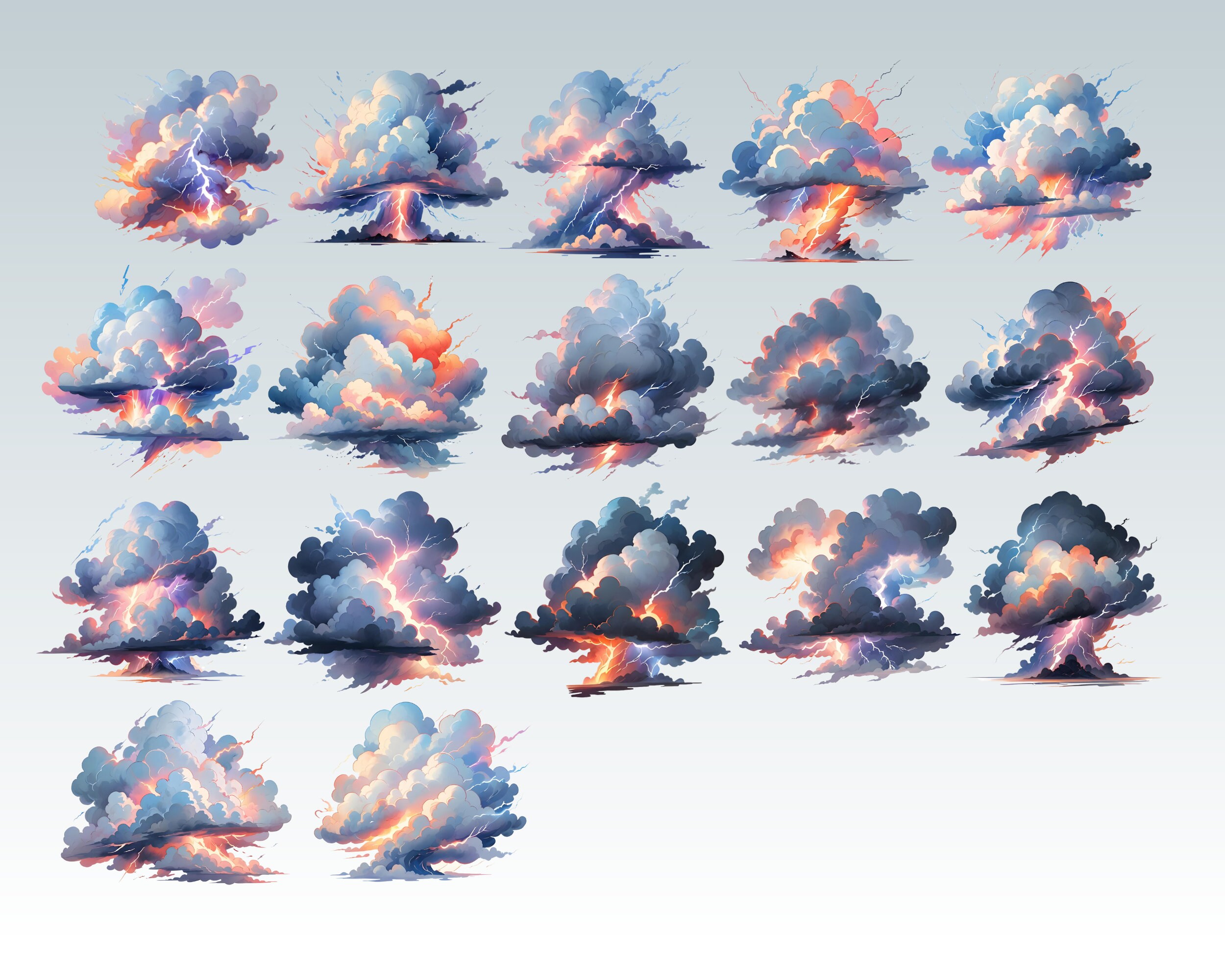 Thunder Clouds Clipart, Stormy Lightning Cloud Collection, Cloud ...