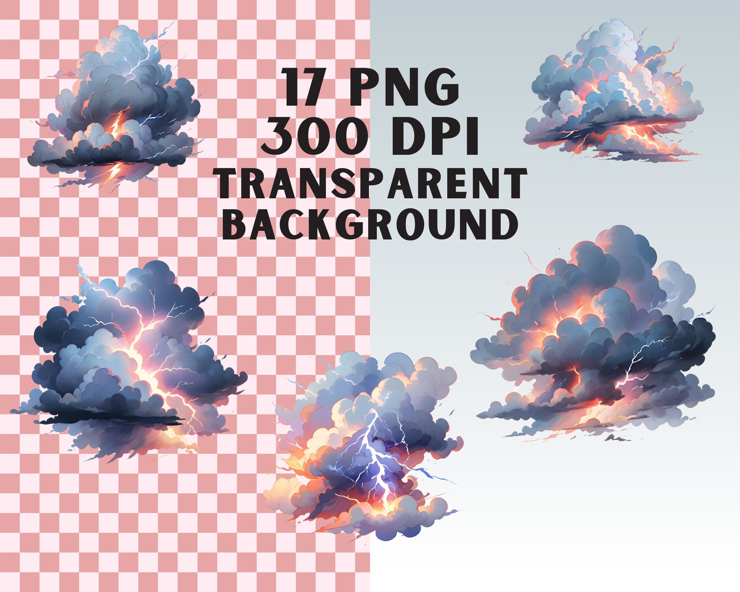 Thunder Clouds Clipart, Stormy Lightning Cloud Collection, Cloud ...