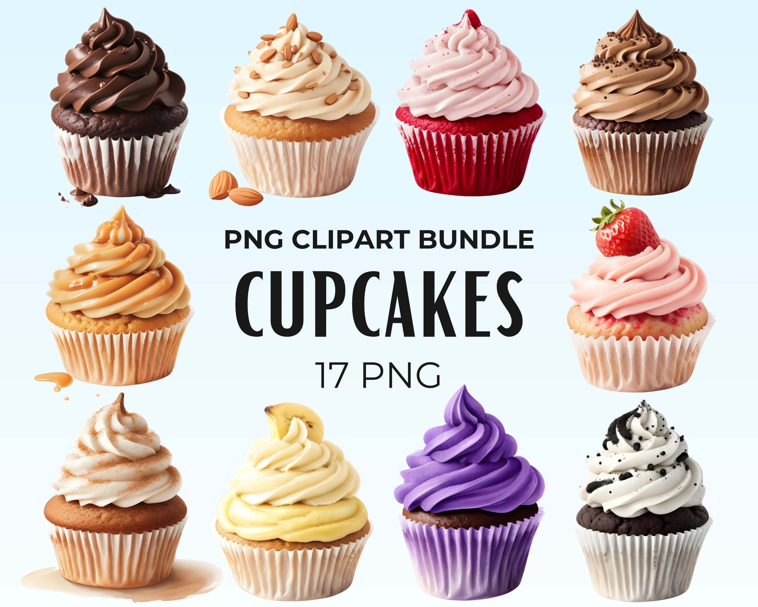 Cupcake Clipart Collection, Realistic Muffin Clipart, Mug Cake, Real ...