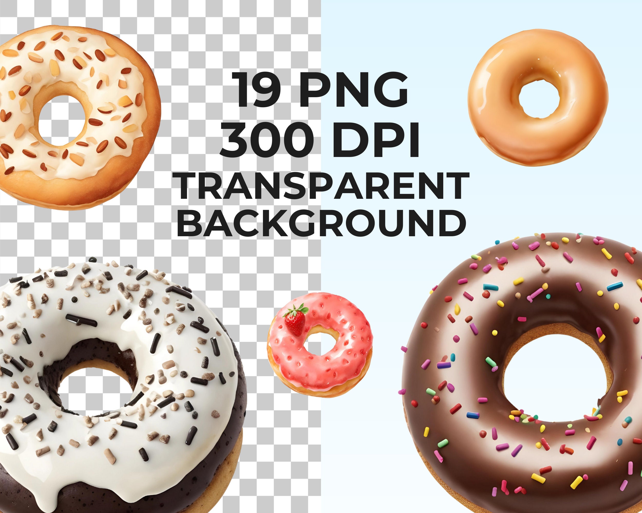 Donut Clipart, Realistic Doughnut Clipart Bundles, Sweet Foods ...