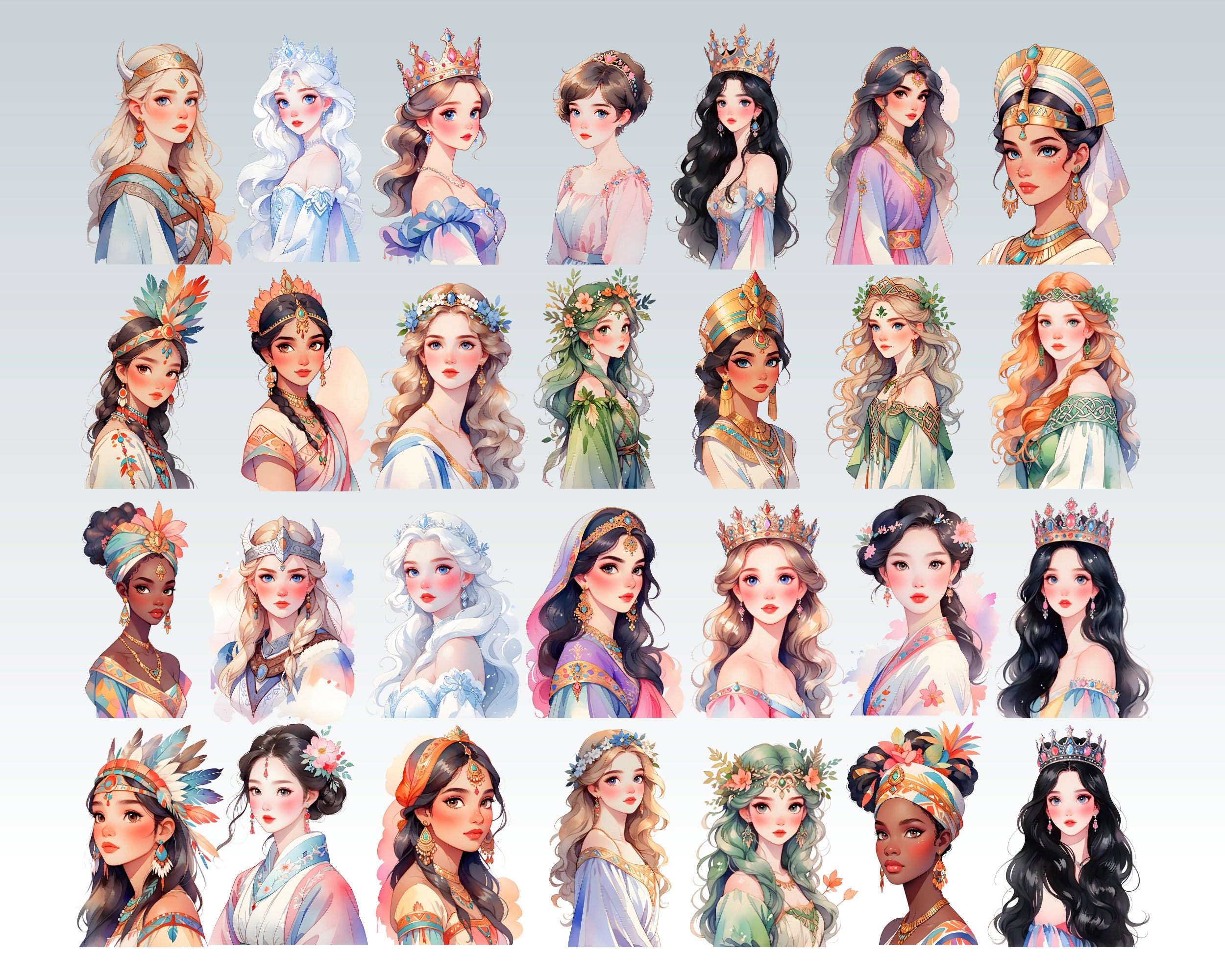 Anime Princess Clipart, Fantasy Princesses Illustration, Noblewoman ...