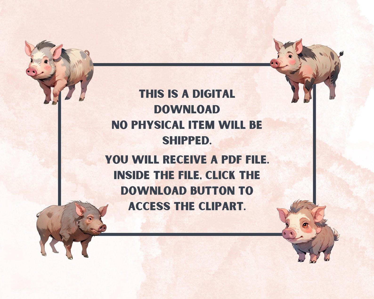 Watercolor Pigs Clipart Collection, Cute Pink Piglet Illustration ...