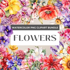 Watercolor Floral Clipart Bundle, Beautiful Flowers Collection, Blooms ...