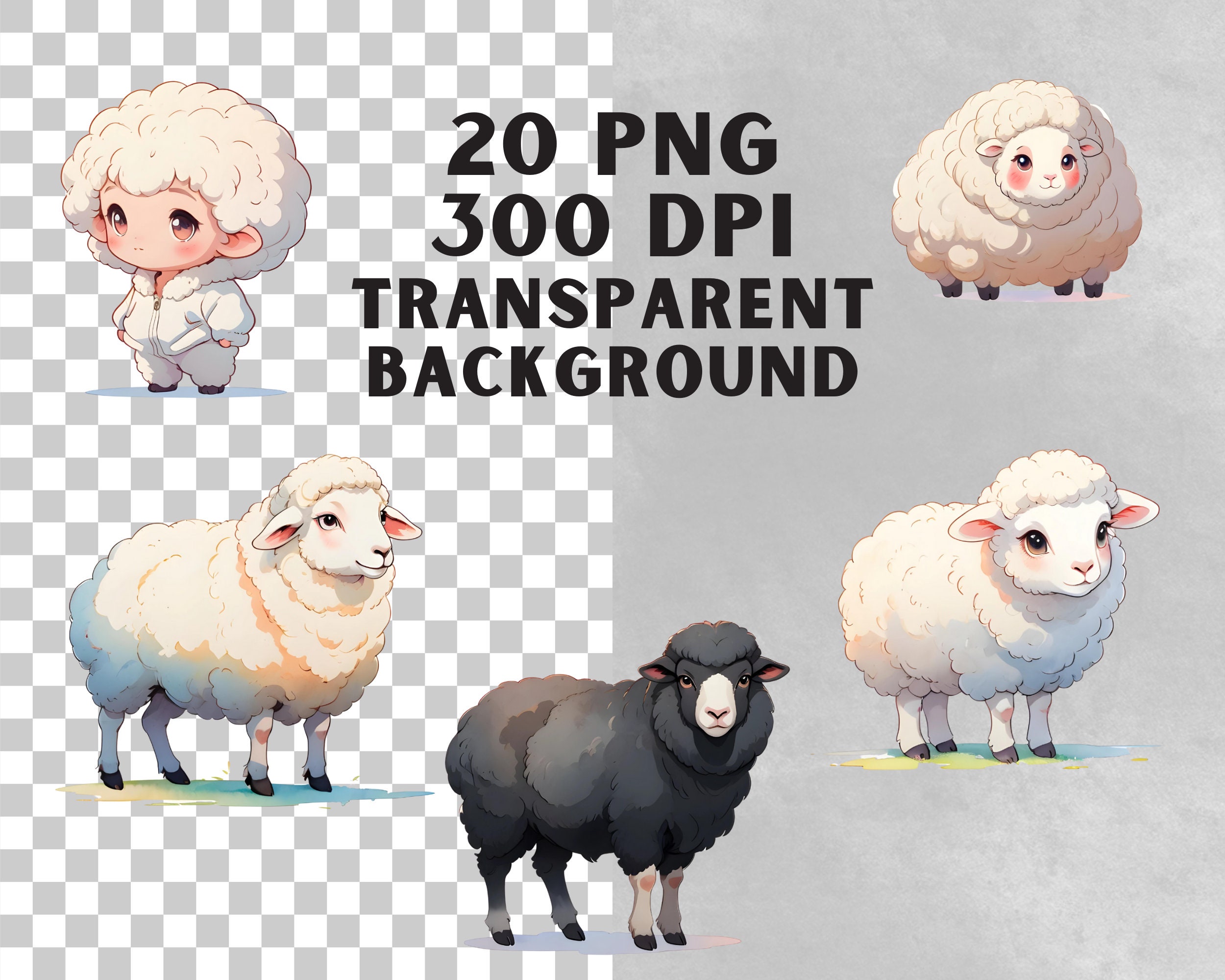 Cute Sheep Clipart Collection, Chibi Anime Sheep PNG, Cartoon Style ...