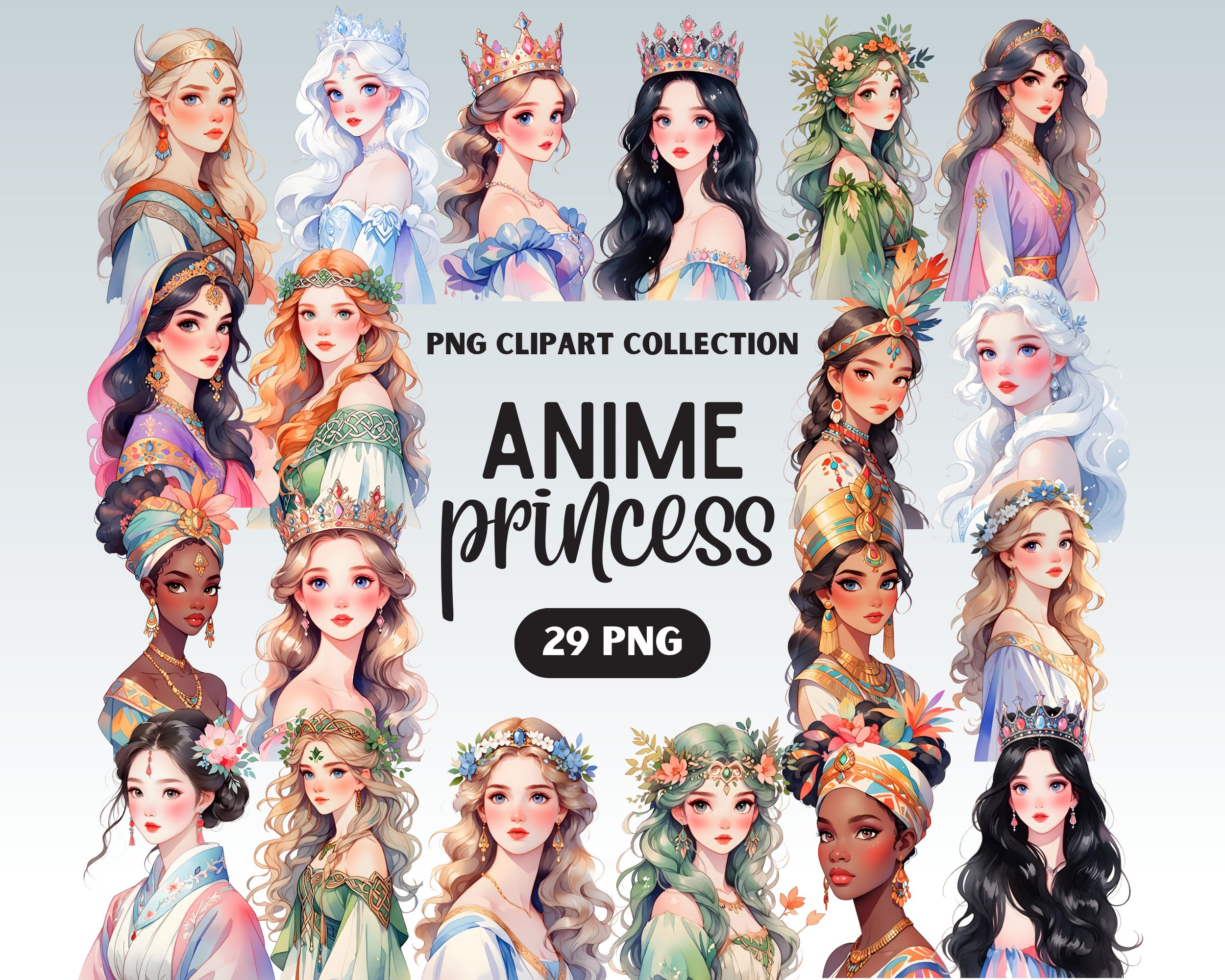 Anime Princess Clipart, Fantasy Princesses Illustration, Noblewoman ...
