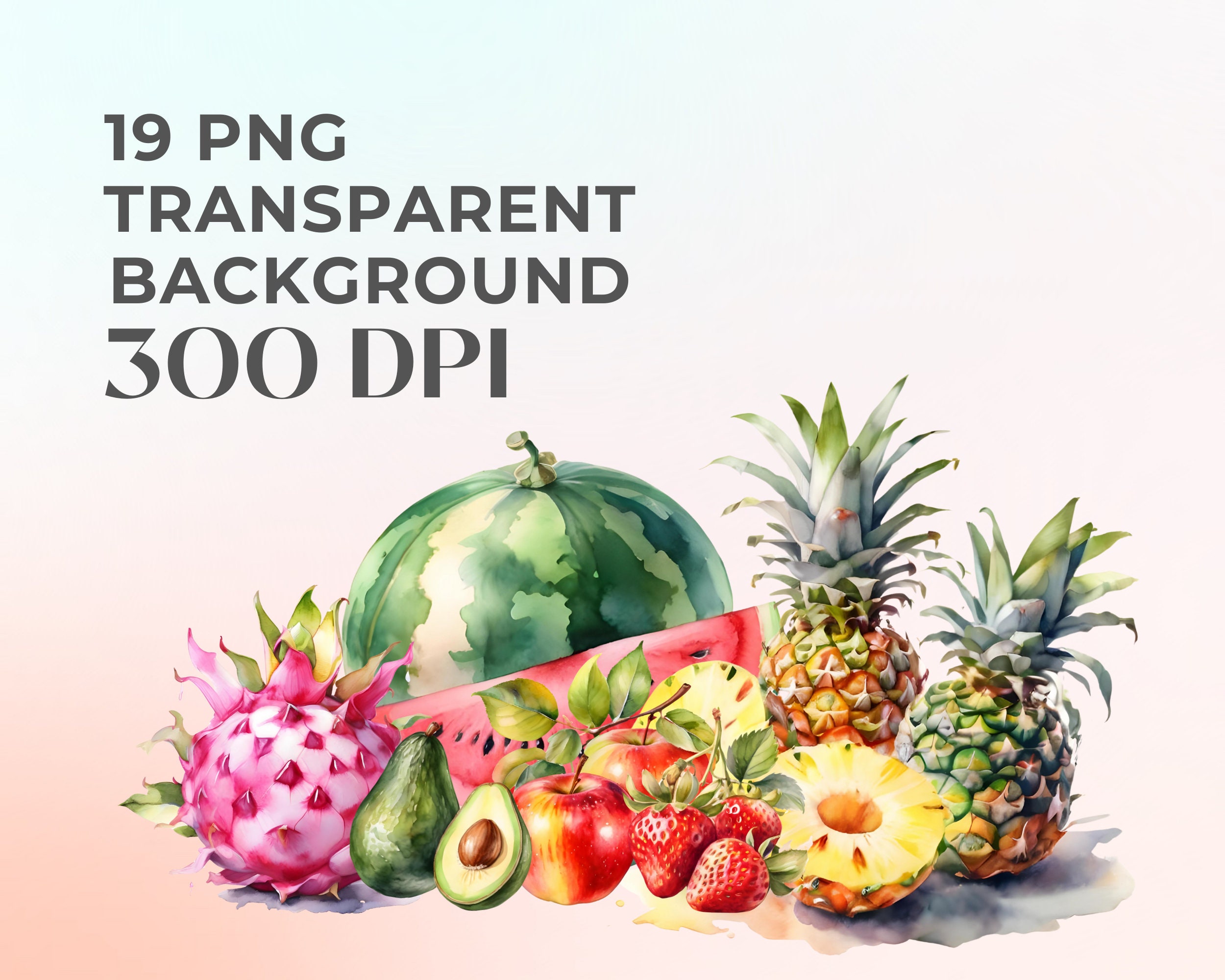 Watercolor Fruits Clipart Bundles, Natural Foods Illustrations ...