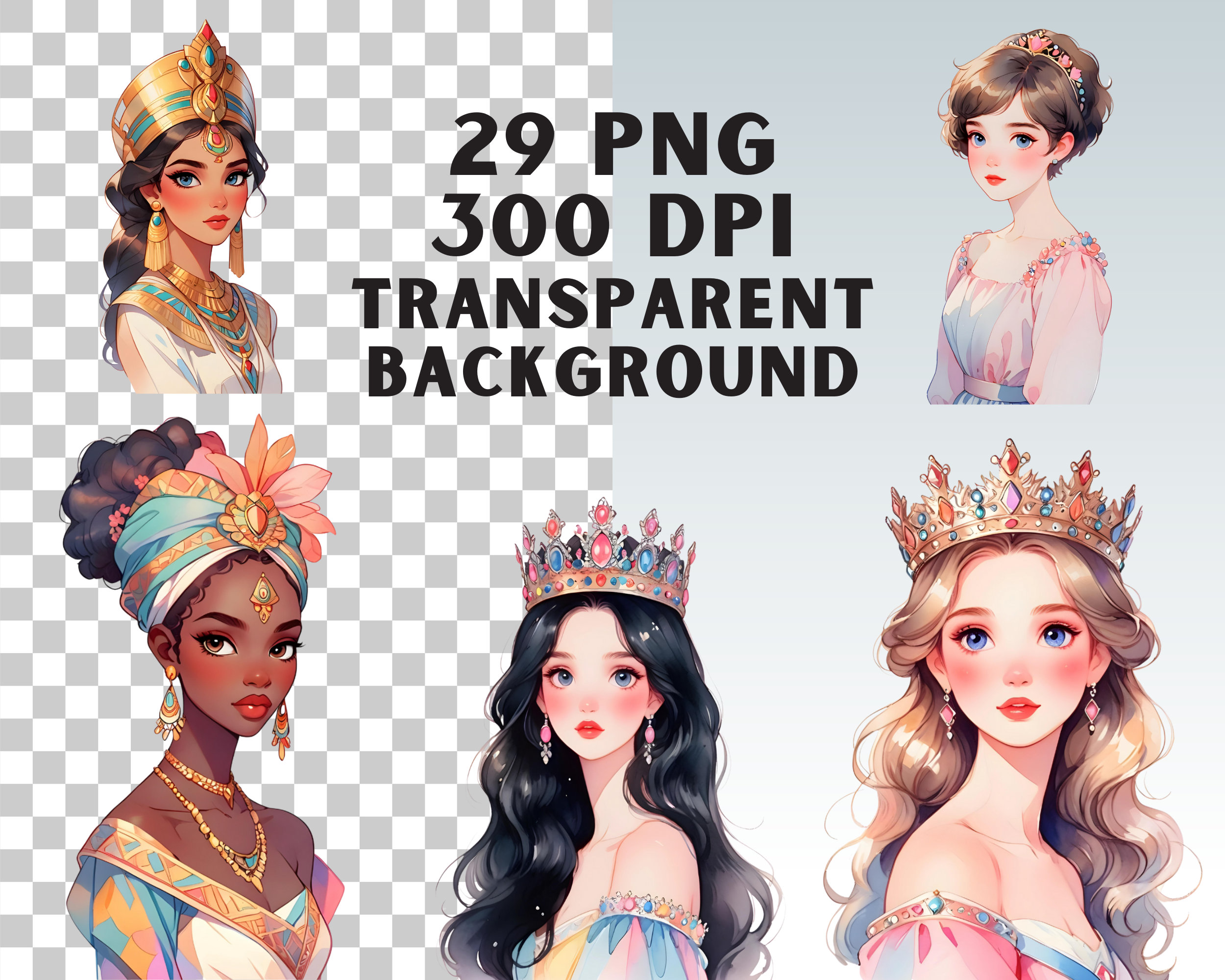 Anime Princess Clipart, Fantasy Princesses Illustration, Noblewoman ...