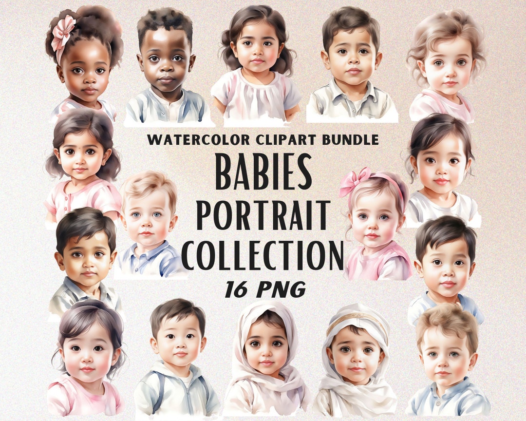 Watercolor Babies Clipart, Cute Kids Portrait, Sweet Baby Illustrations ...