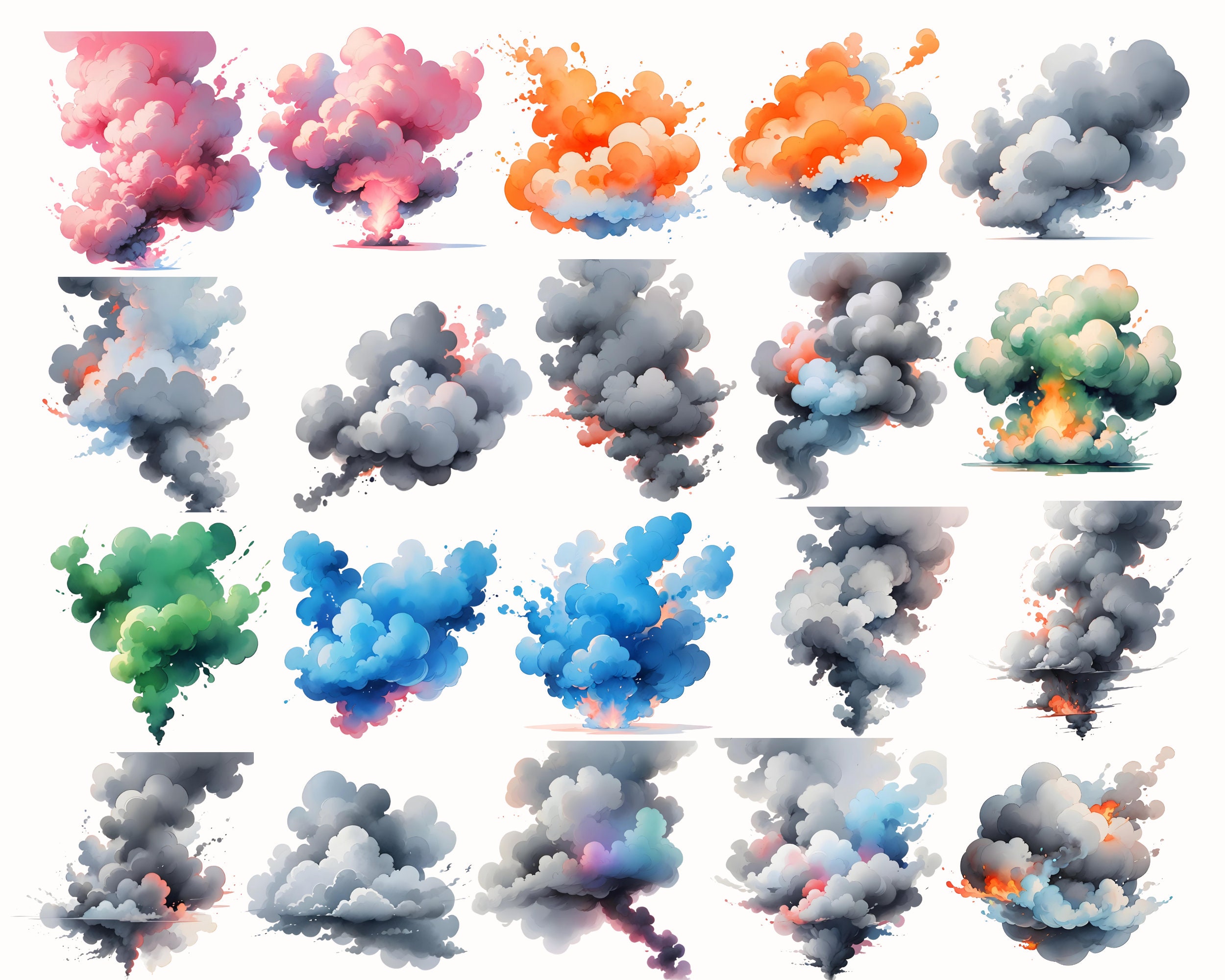 Smoke Clipart Collection, Exploding Smog PNG, Anime Style Smoke ...