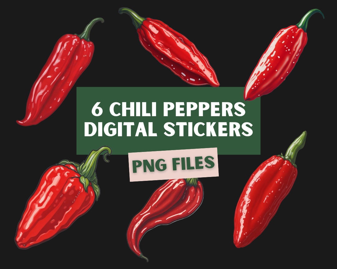 Realistic Red Chili Pepper Clipart Stickers, Printable Chili Pepper ...
