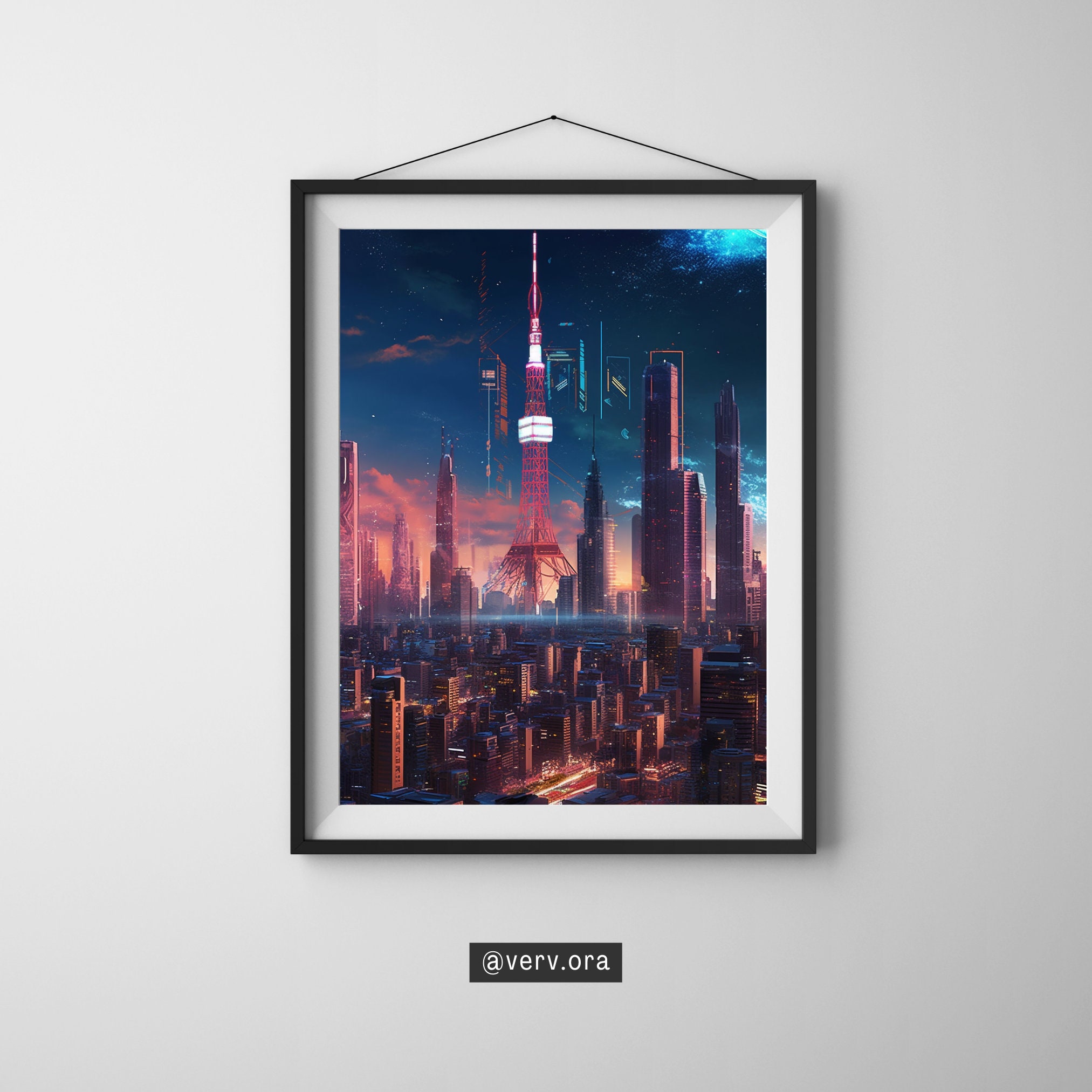 The Majesty of Tokyo: Futuristic Skyline Iconic Tokyo Tower Digital ...