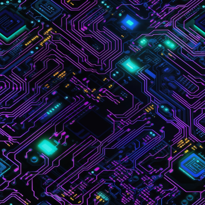 Cyberpunk Neon Circuit Boards Patterns - Etsy