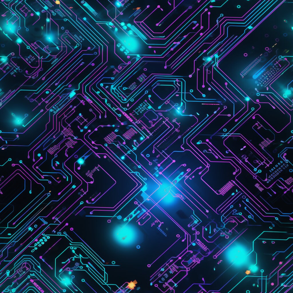 Cyberpunk Neon Circuit Boards Patterns - Etsy