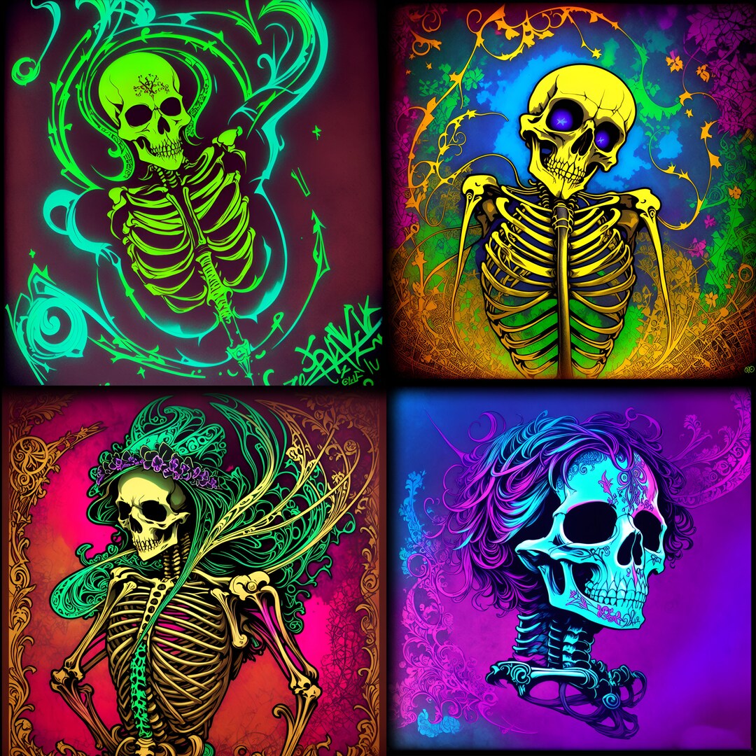 Neon Graffiti Skeletons - Etsy