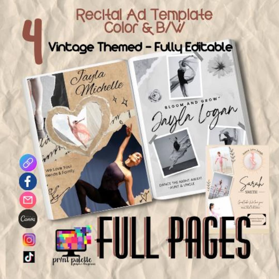 4 Full Page Program Ad Template Editable Canva 8.5x11 Template Link ...