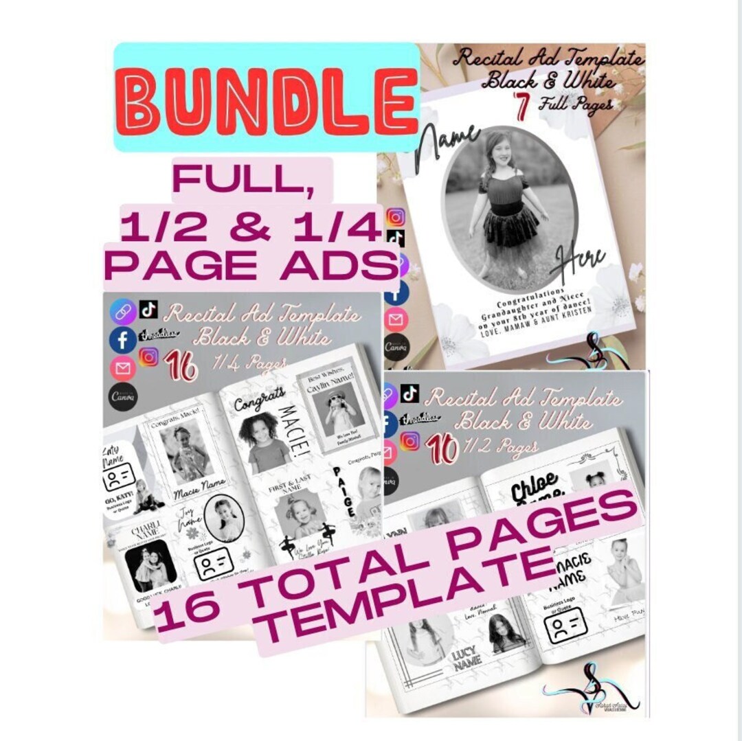 BUNDLE***** Program Brochure Recital Book Ads 7 Full Page 10 Half Page ...