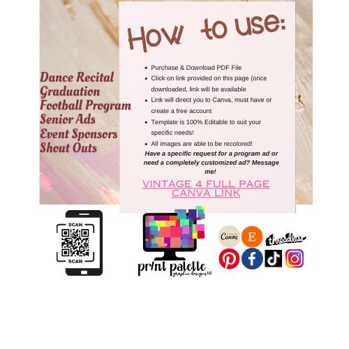 4 Full Page Program Ad Template Editable Canva 8.5x11 Template Link ...