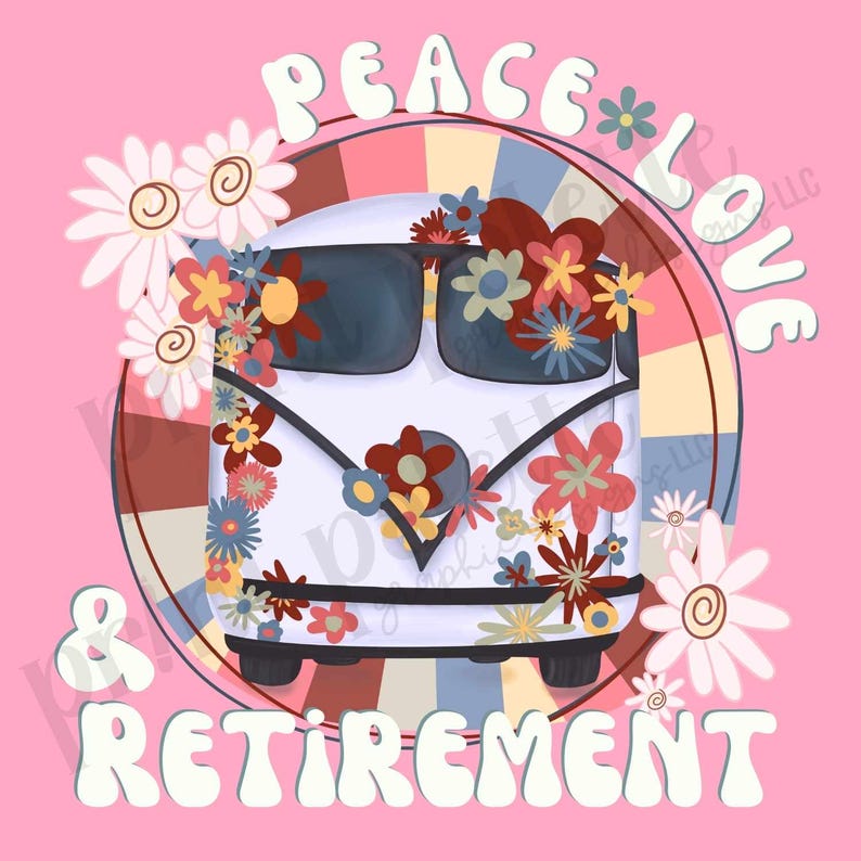 Peace Love Retirement SVG PNG, Hippie Van Design (digital Download) - Etsy