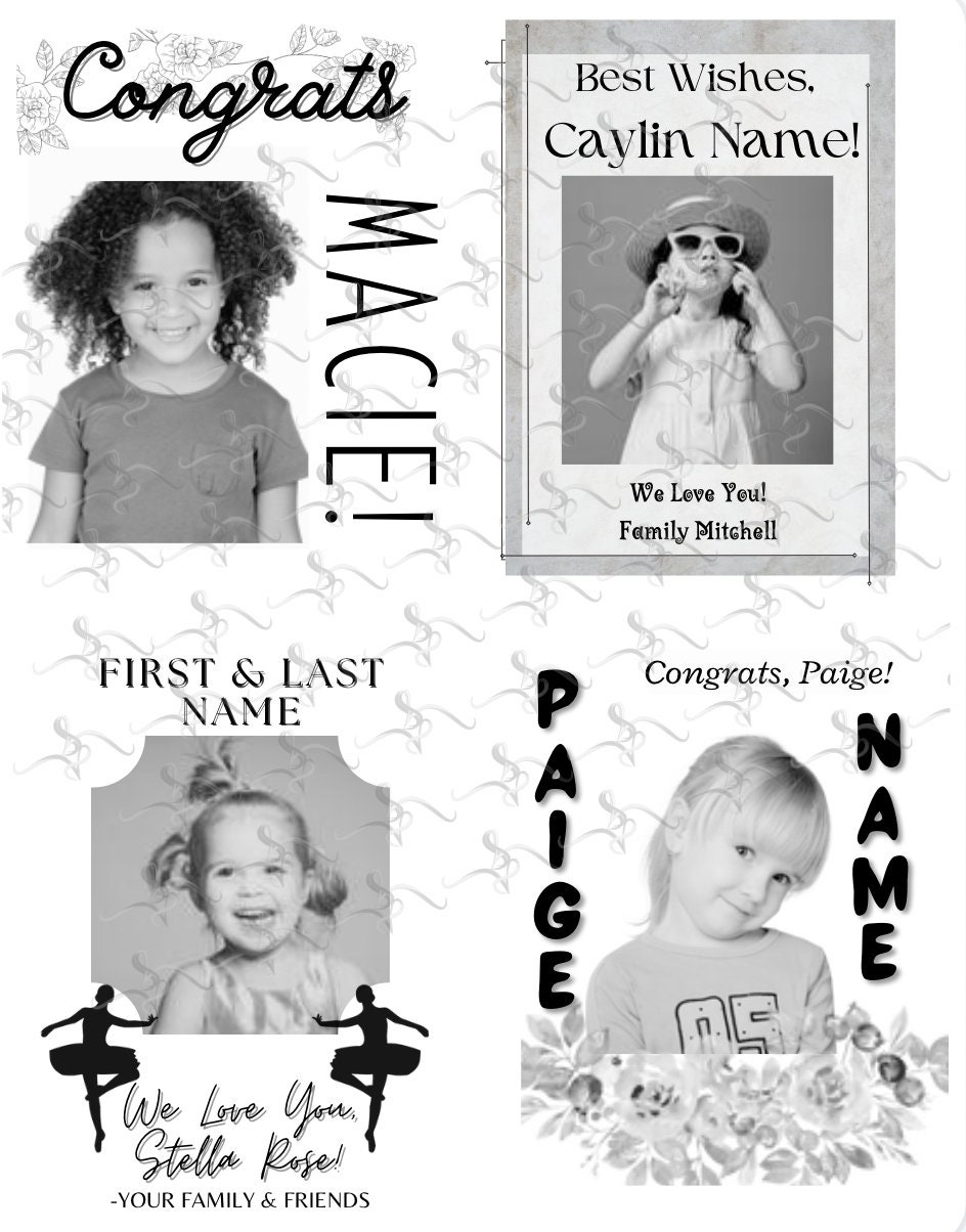 16 1/4 Page Templates for Program Ad Pages - Black and White Editable ...