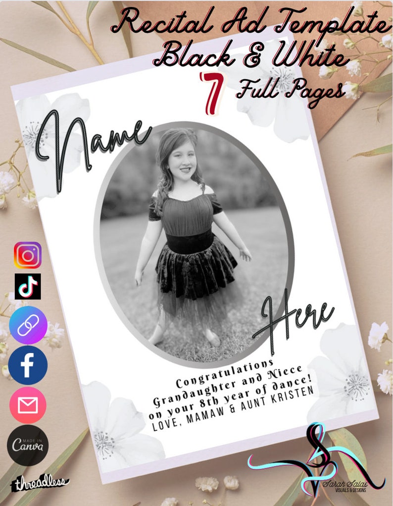 Recital Program Ad Templates Bundle (canva Editable, Digital Download ...