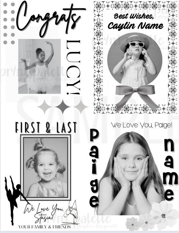 16 1/4 Page Templates for Program Ad Pages - Black and White Editable ...