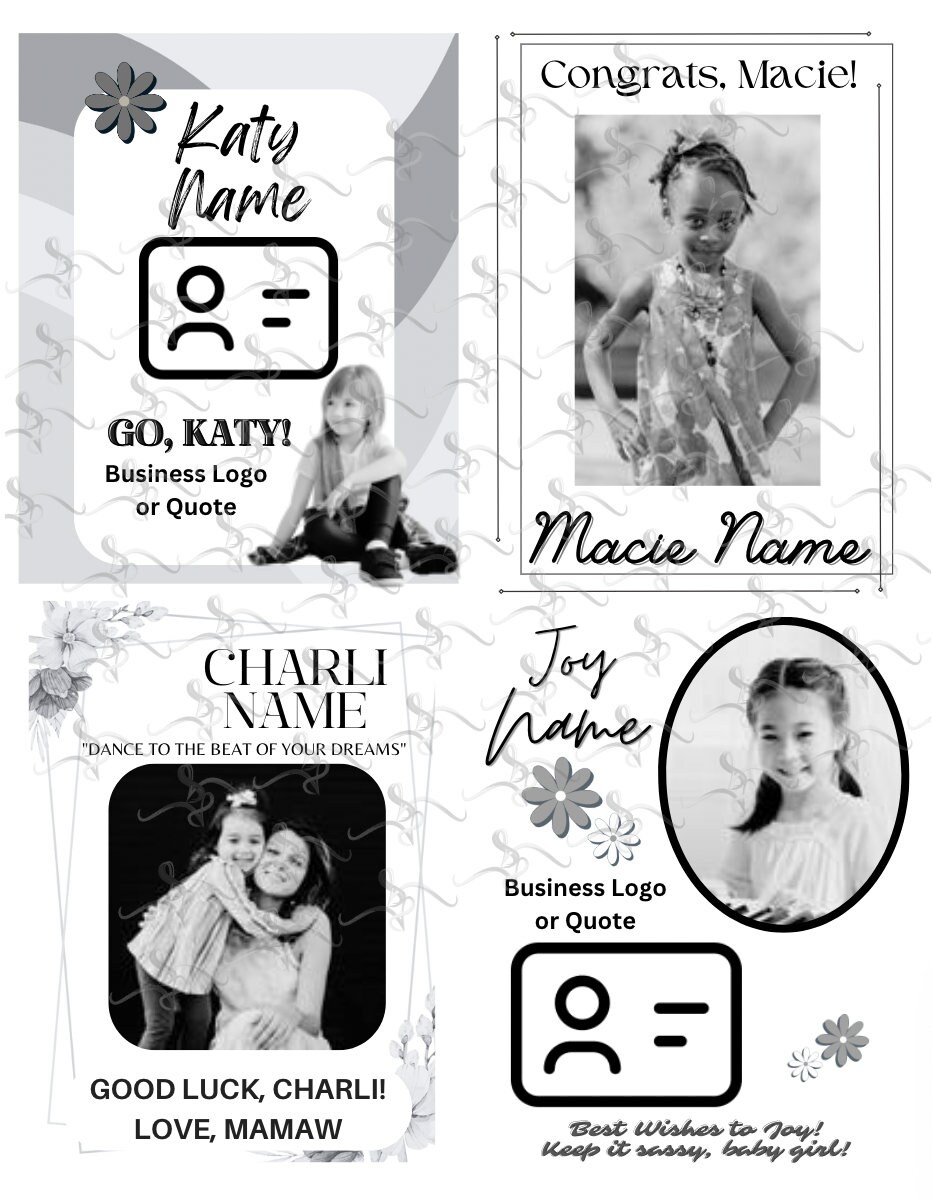 16 1/4 Page Templates for Program Ad Pages - Black and White Editable ...