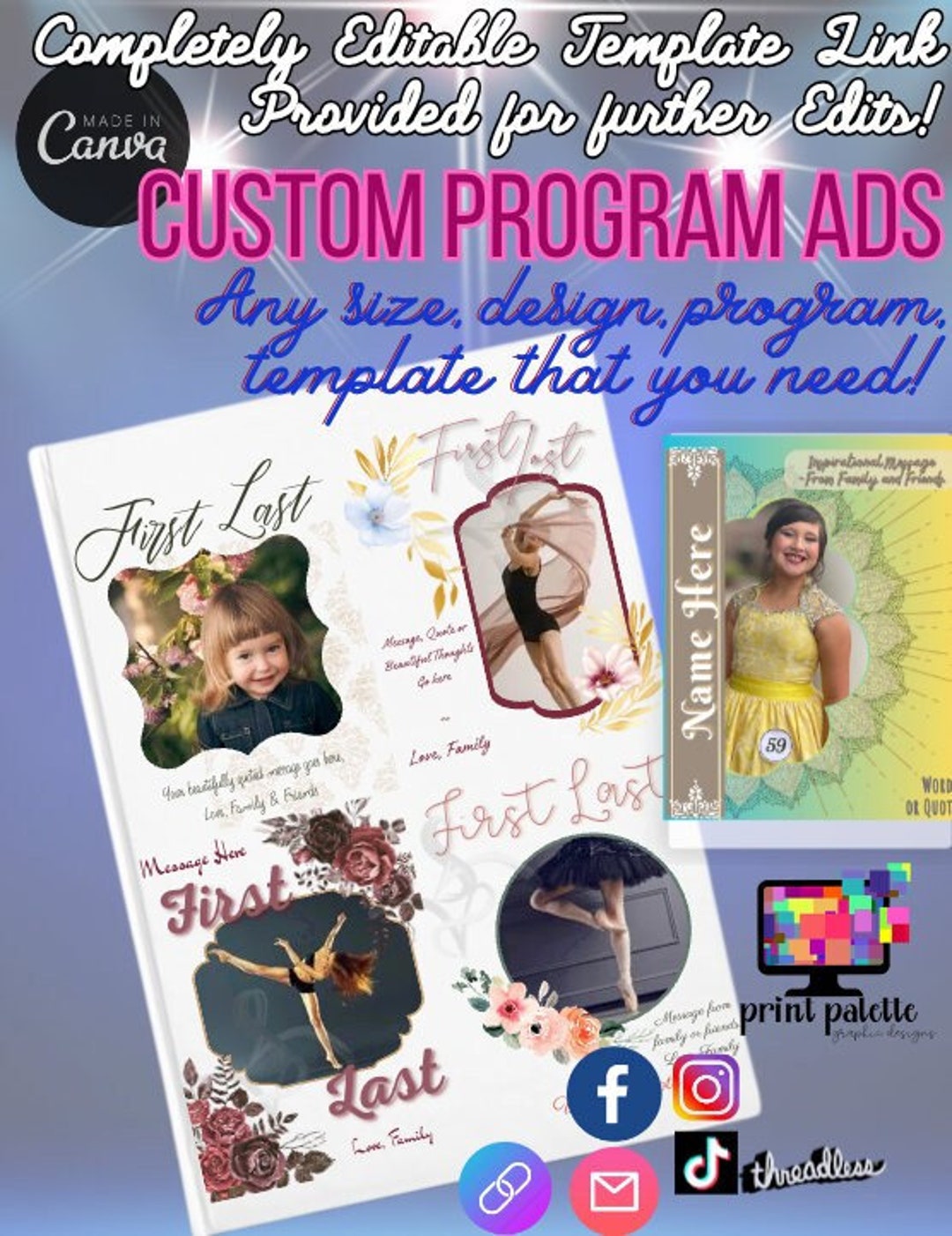 Custom Template Design DIGITAL ITEM Ads Programs Recital Documents ...
