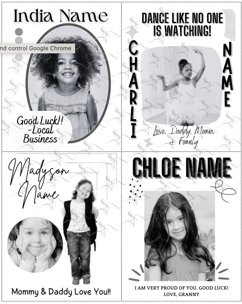 16 1/4 Page Templates for Program Ad Pages - Black and White Editable ...