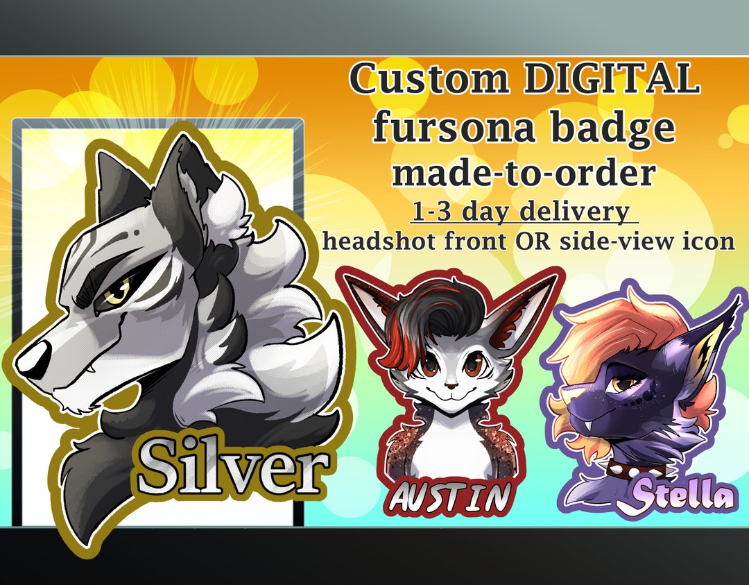 Custom DIGITAL Furry Badge Personalized Headshot Furrry Artwork ...