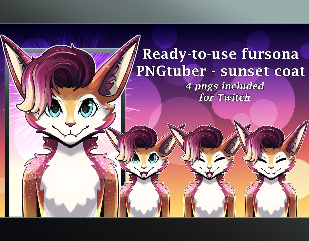 Pngtuber Furry Sunset Fox Model Fursona Ready to Use - Etsy