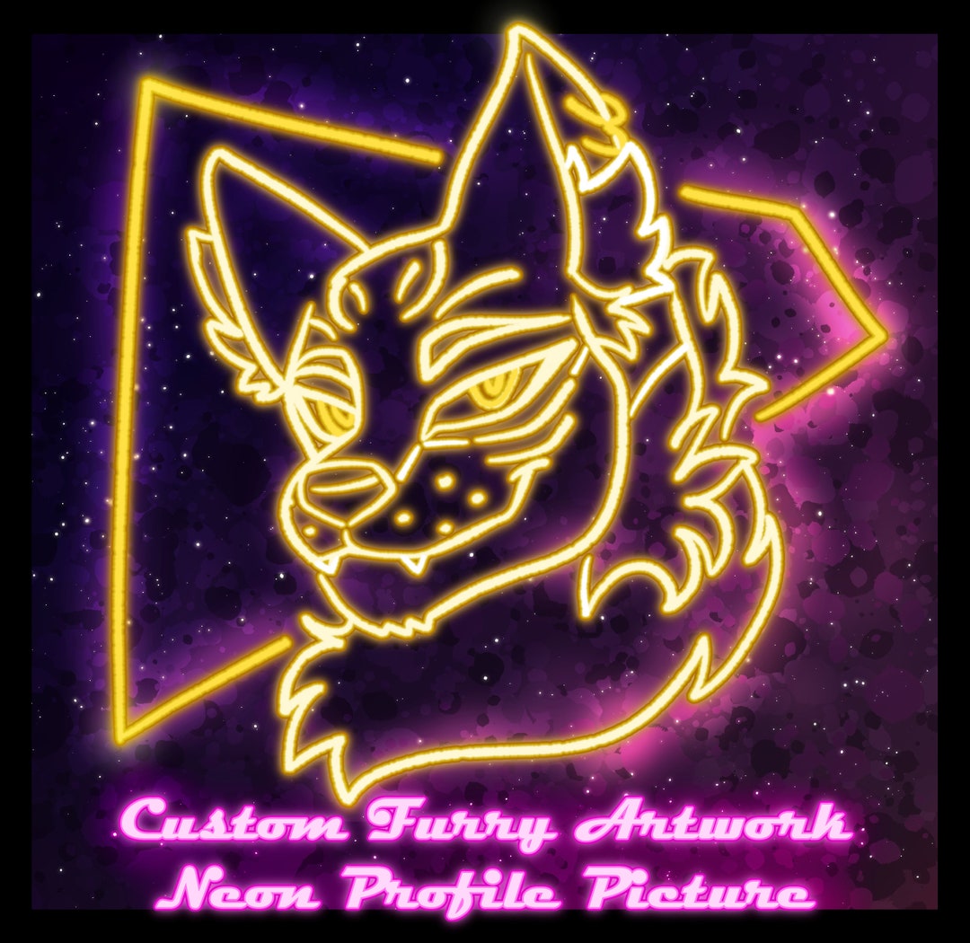 Custom Furry Art Commission Personalized Digital Profile Picture Neon ...