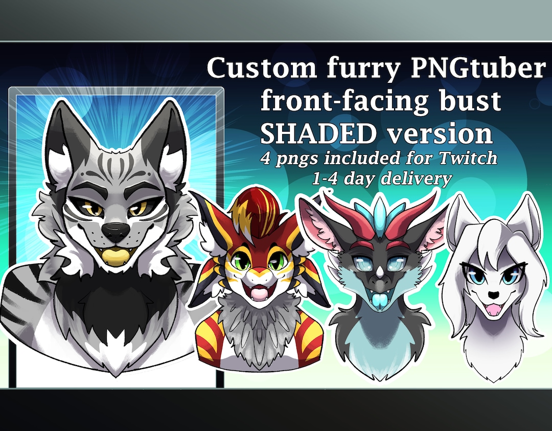 Pngtuber CUSTOM Furry Made-to-order SHADED Bust PNG Character Animation ...