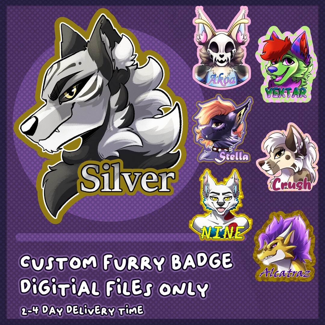 Custom DIGITAL Furry Badge - Personalized Headshot Furry Commission ...