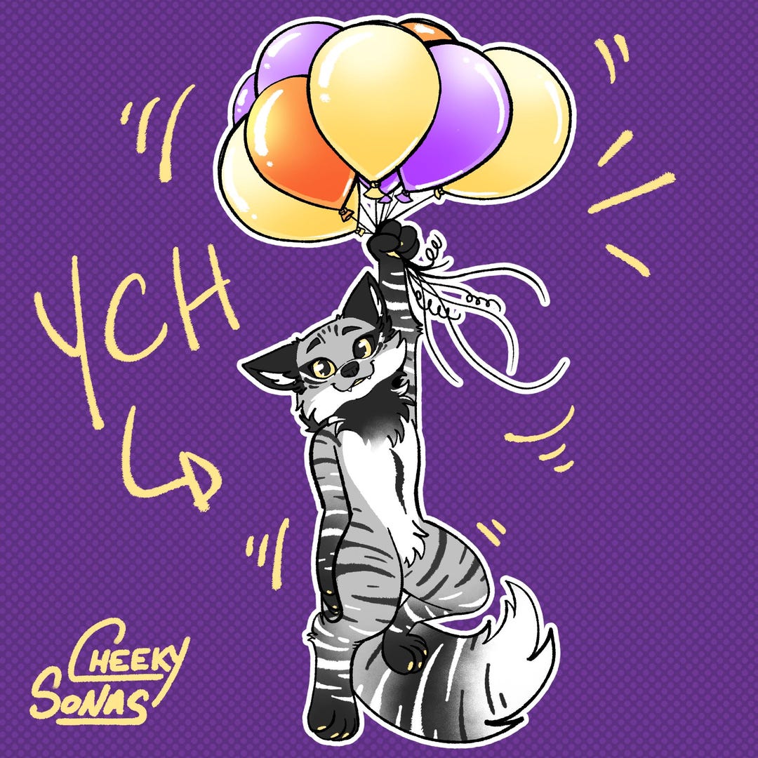 YCH Furry Illustration - Balloons! - Your Character Here Fursona Full ...