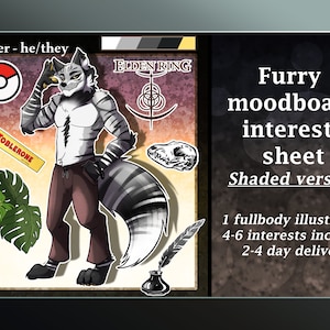 Custom Furry Reference Sheet Moodboard Commission SHADED - Etsy