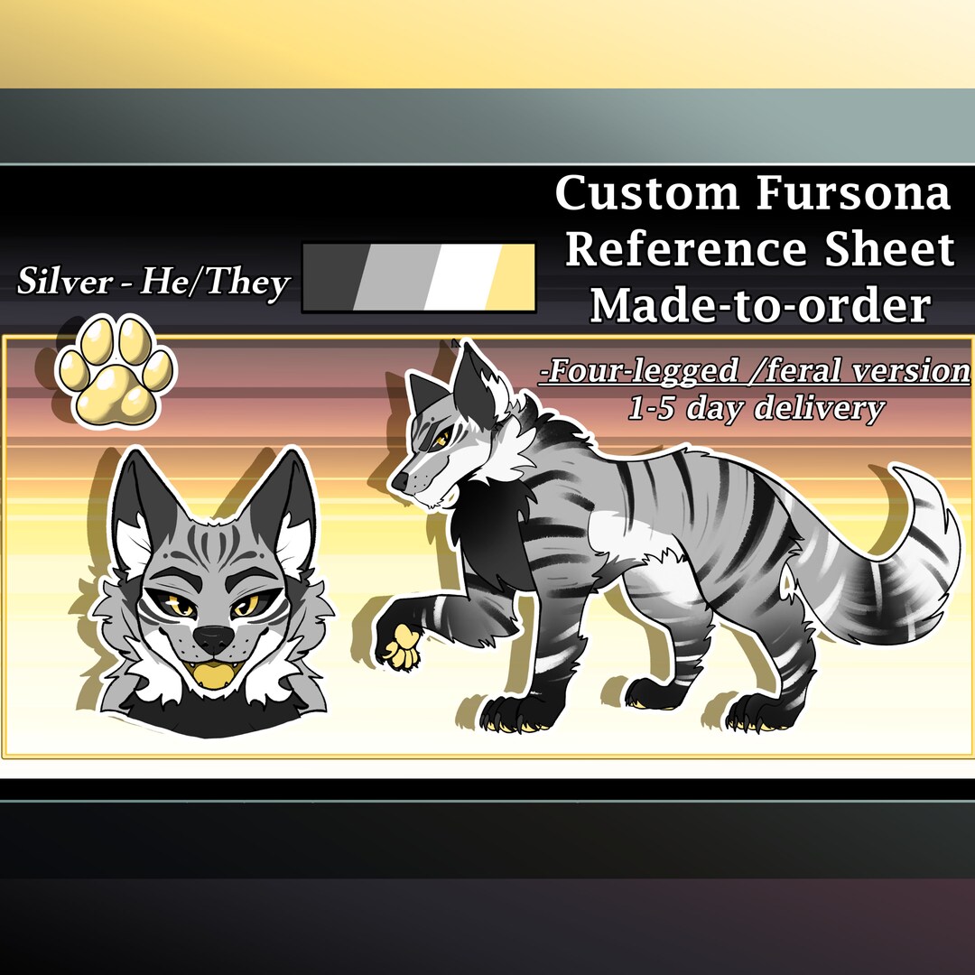 Custom Furry Reference Sheet Commission Personalized Four-legged Feral ...