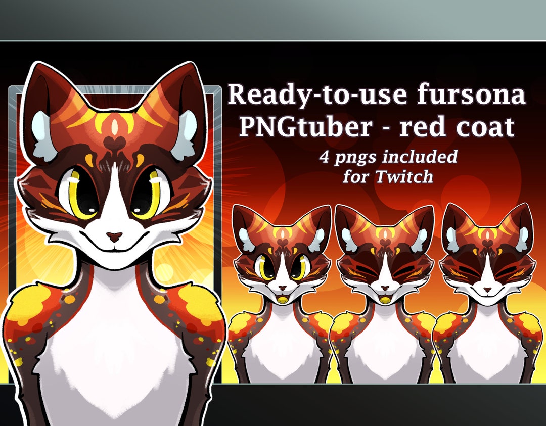 Pngtuber Furry Red Cat Model Ready to Use Fursona Compatible - Etsy
