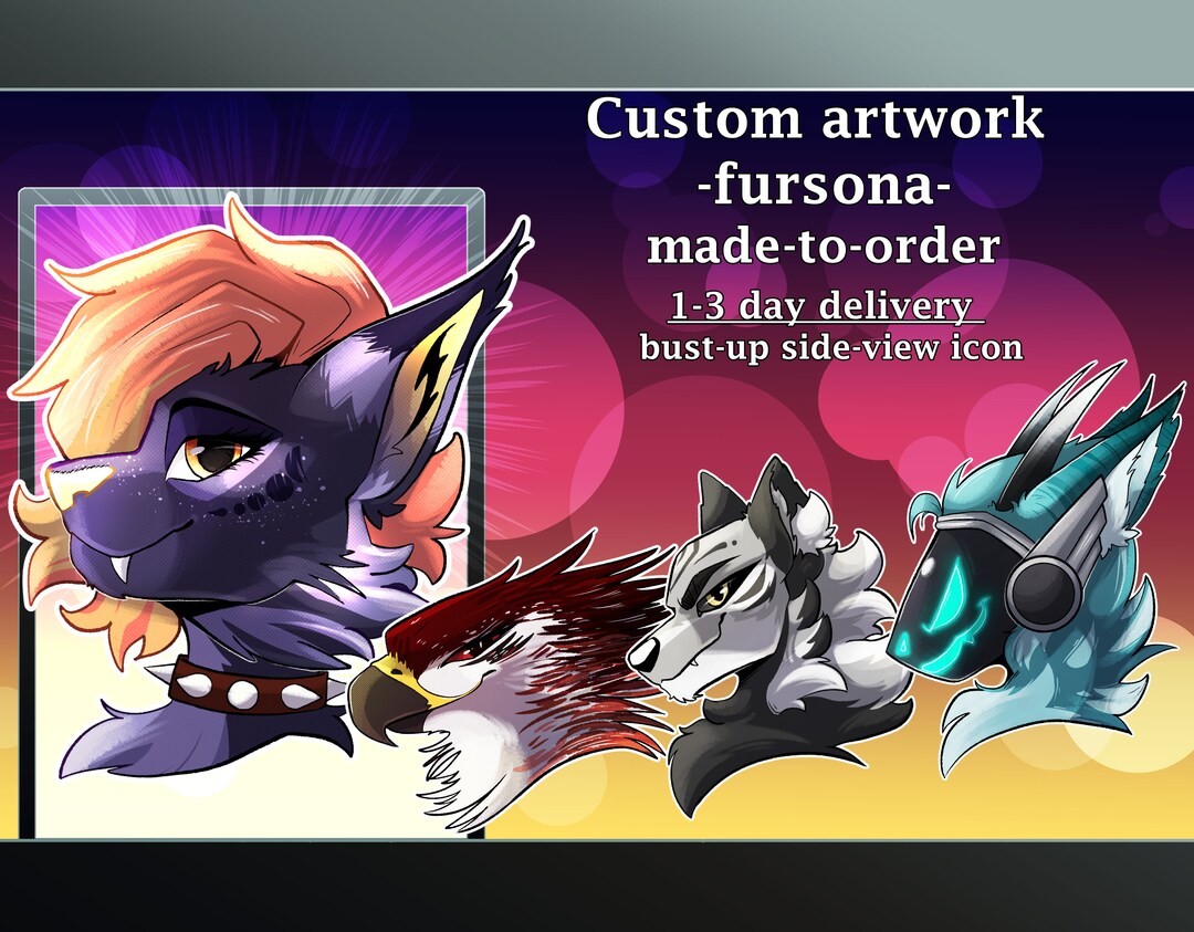 Custom Furry Artwork Commission Personalized Headshot Fursona Artwork ...