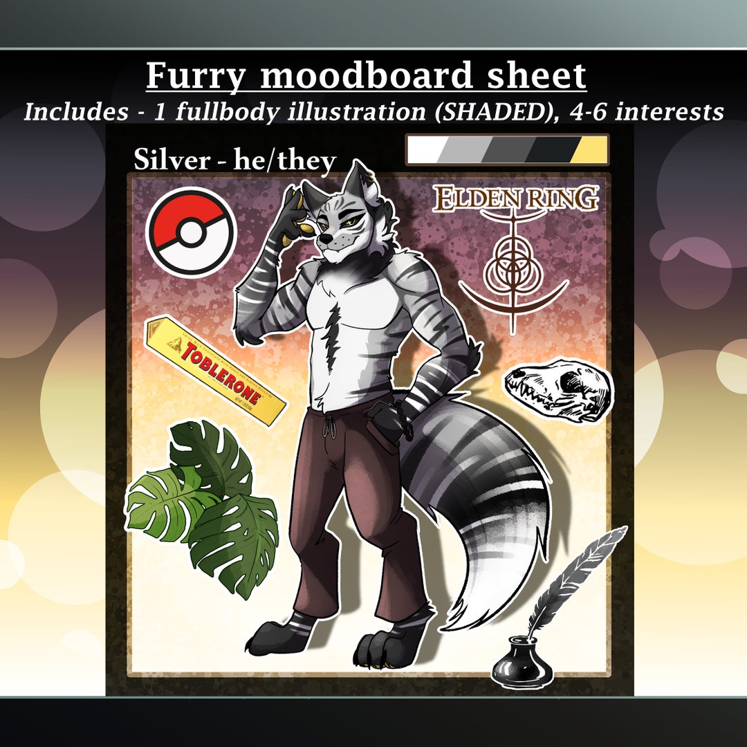 Custom Furry Reference Sheet Moodboard Commission SHADED - Personalized ...