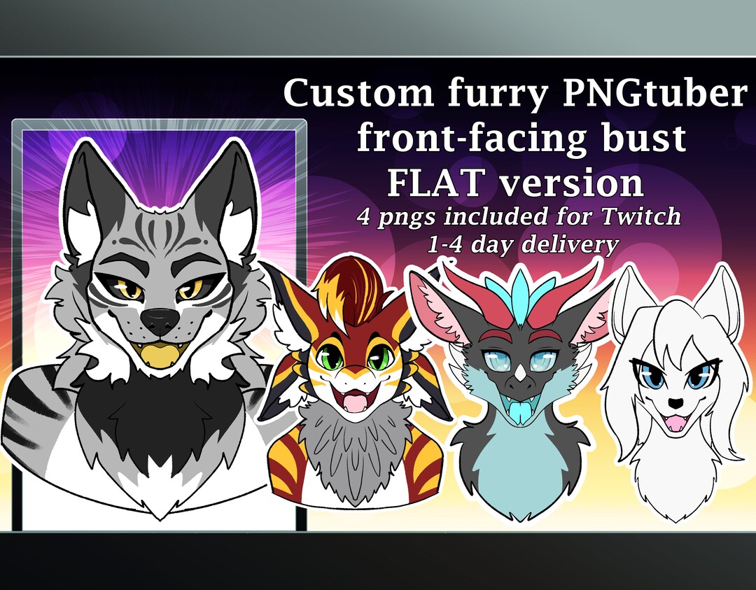 Pngtuber CUSTOM Furry Made-to-order FLAT Bust PNG Character Animation ...