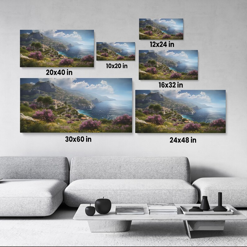 Amalfi on the Coast of Italy. Landscape Painting Large Wall - Etsy