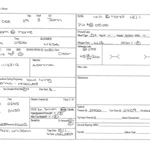 L&D Report Sheet, Nurse Brain Sheet, Labor and Delivery, Postpartum ...