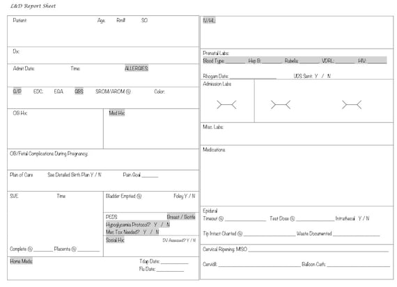 Labor And Delivery Report Sheet