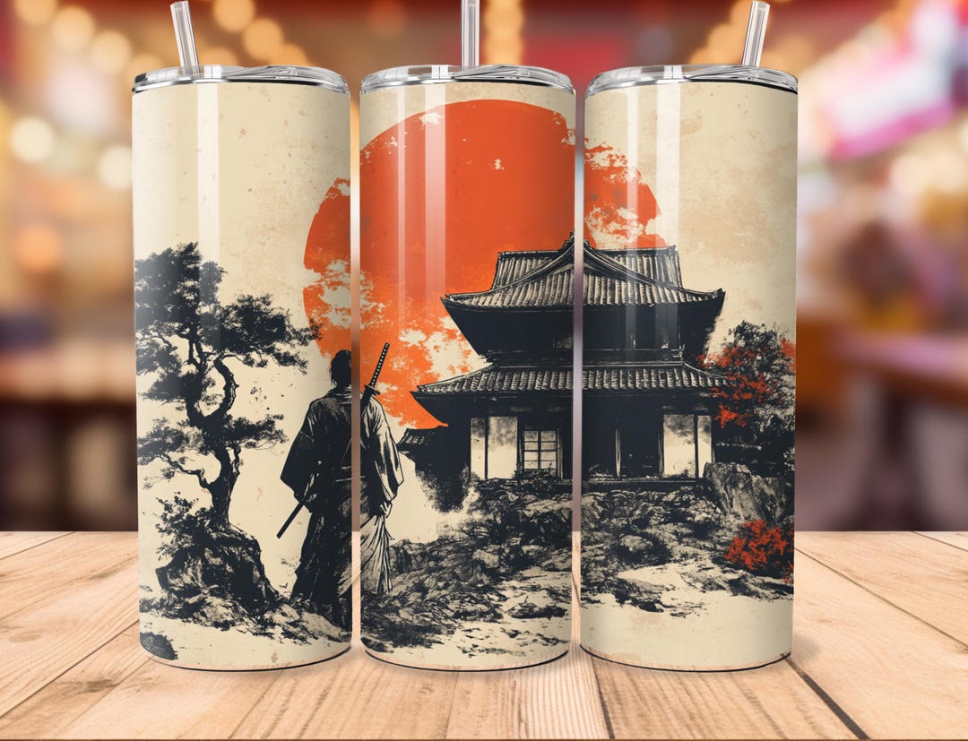 Samurai Tumbler Wrap | Japanese Wrap Sublimation Design | Skinny ...
