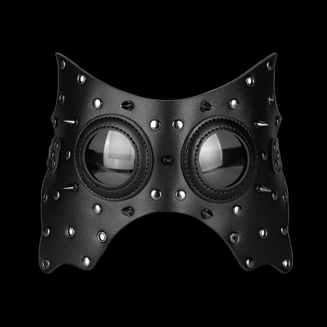 Mens Patent Leather Mask Black With Studs and Spikes Spike - Etsy