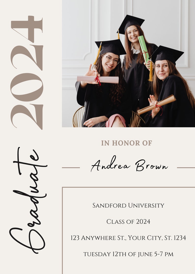 Graduate 2026 Photo Invitation Template, Minimalist Graduation Party ...