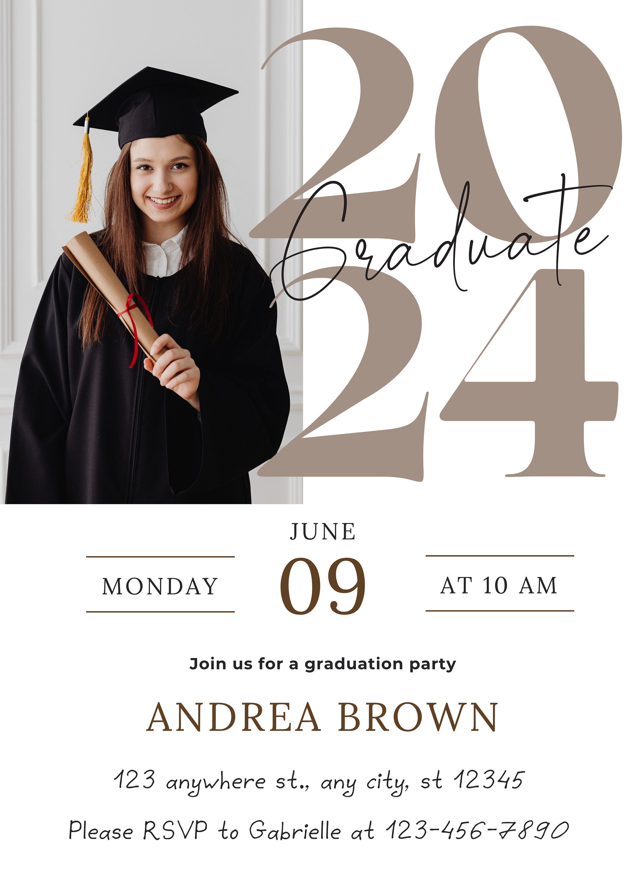 Graduate 2024 Photo Invitation Template, Minimalist Graduation Party ...