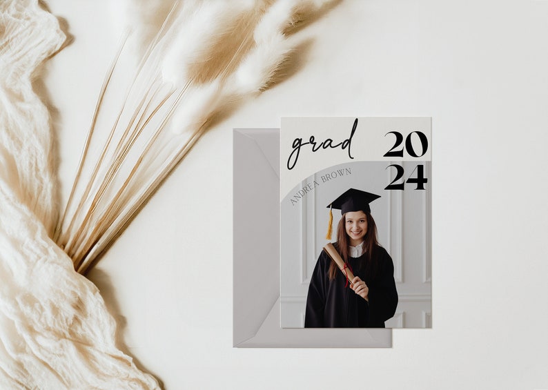 Graduate 2024 Photo Invitation Template, Minimalist Graduation Party ...