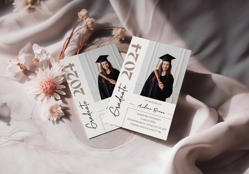 Graduate 2026 Photo Invitation Template, Minimalist Graduation Party ...
