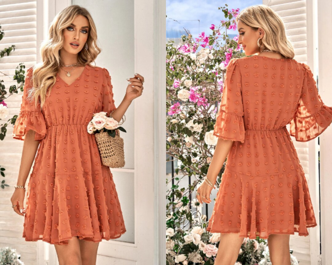 Short Sleeve Mini Summer Dress Women Dress Women Sundress - Etsy